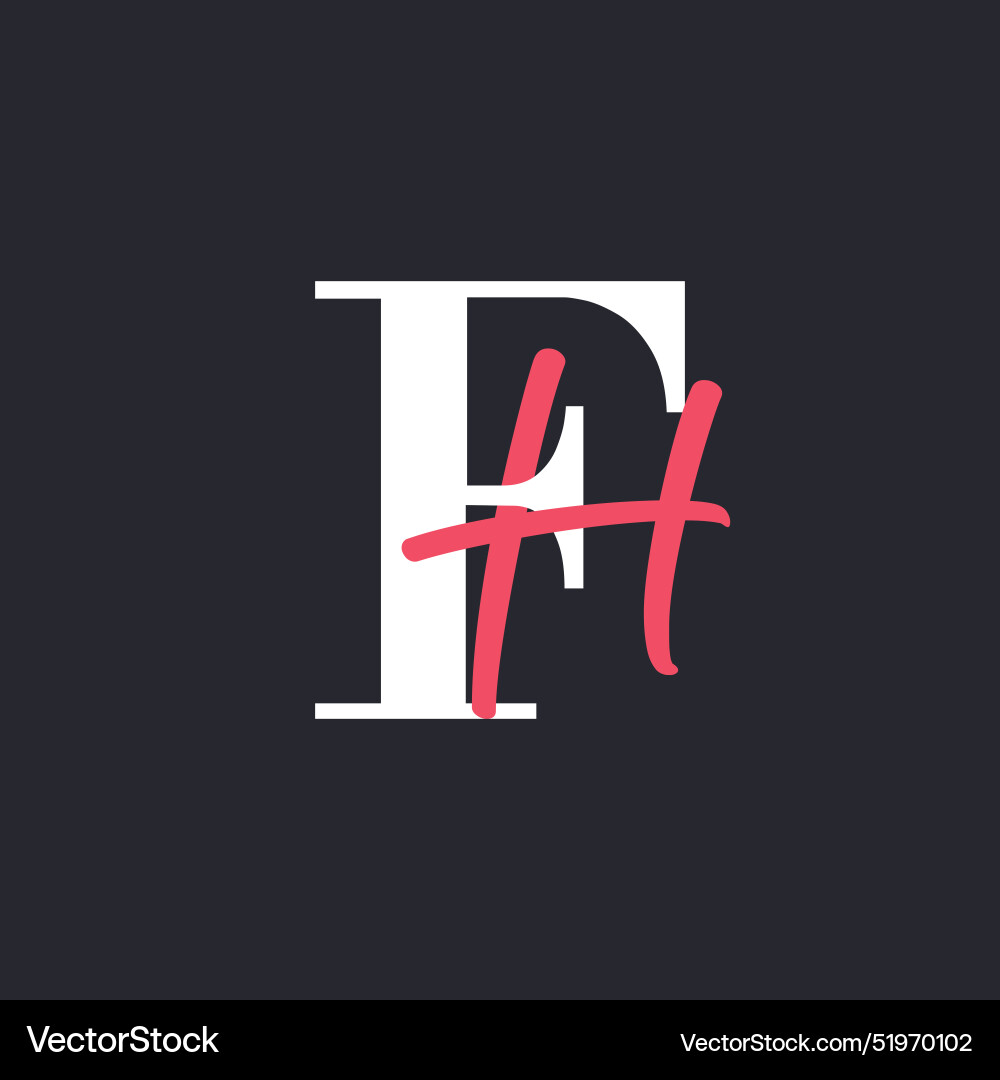 Letter fh logo perfectly blended initials Vector Image