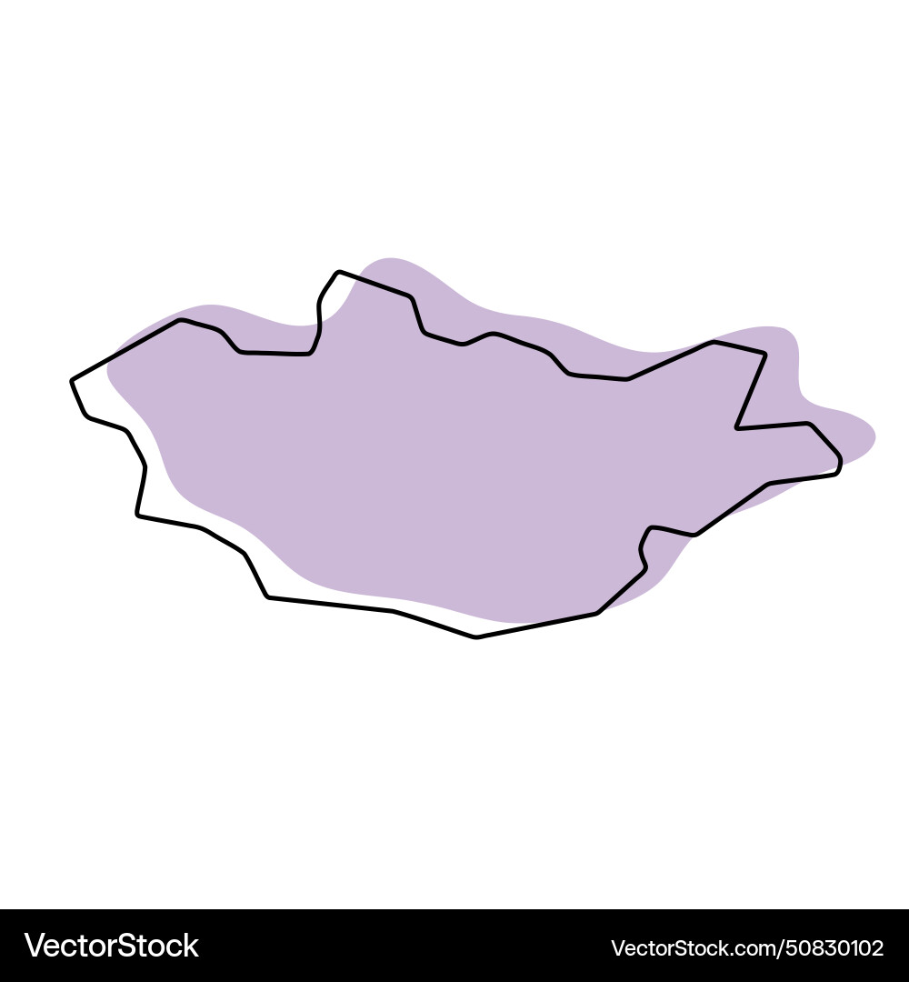 Mongolia simplified map Royalty Free Vector Image