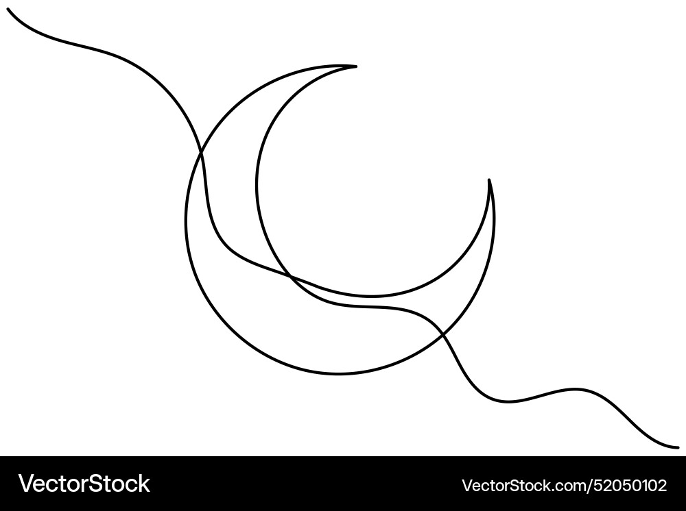 Moon continuous one line drawing Royalty Free Vector Image