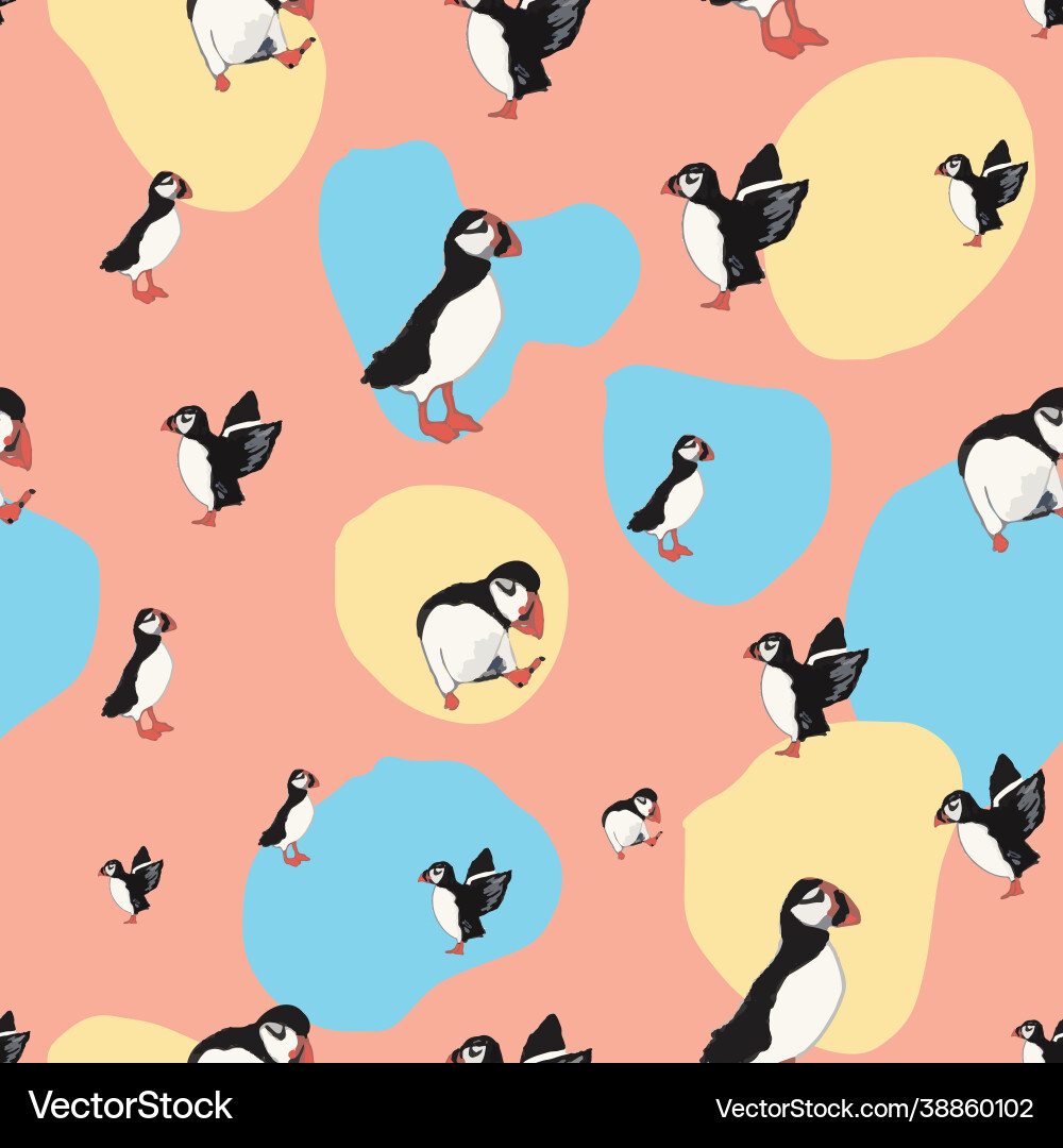 Orange background ocean seabird arctic Royalty Free Vector