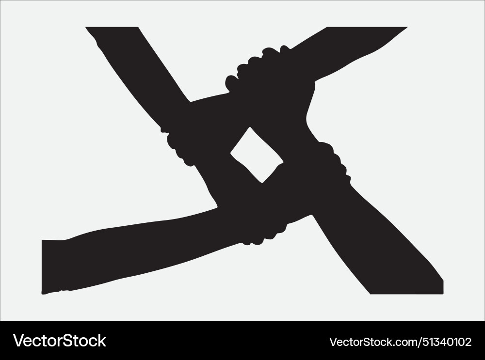 Silhouettes of people joining hands Royalty Free Vector