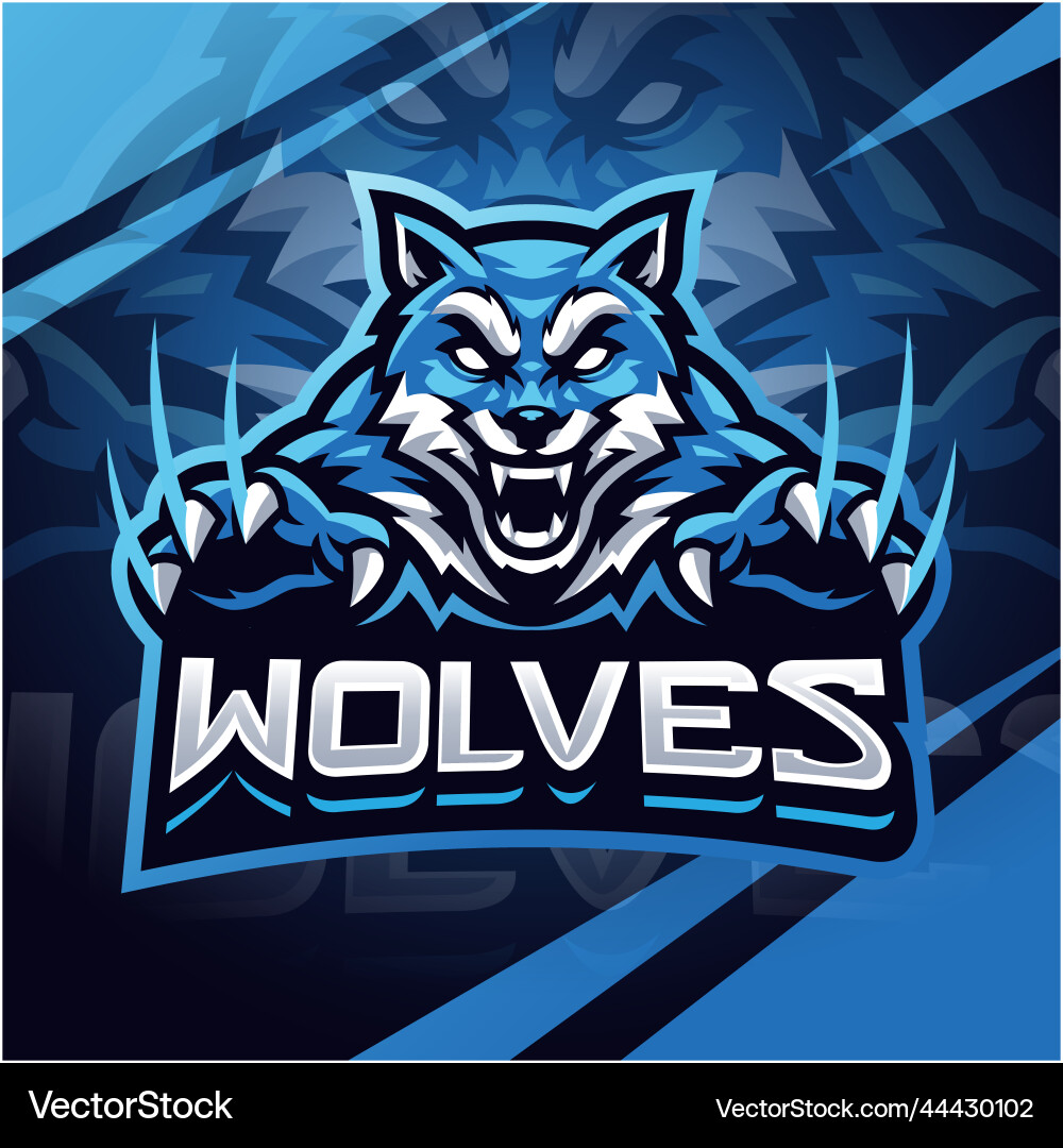 Wolves esport mascot logo design Royalty Free Vector Image