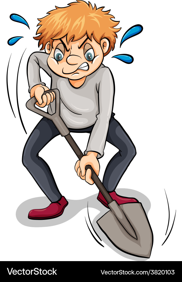 A man with shovel Royalty Free Vector Image - VectorStock