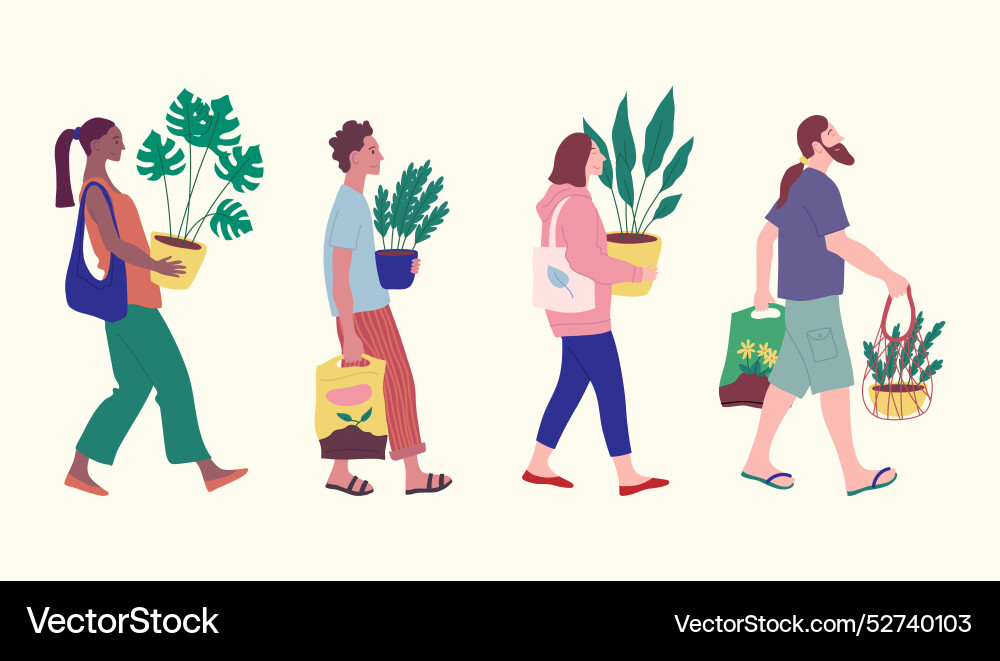 Cartoon color characters people walking Royalty Free Vector