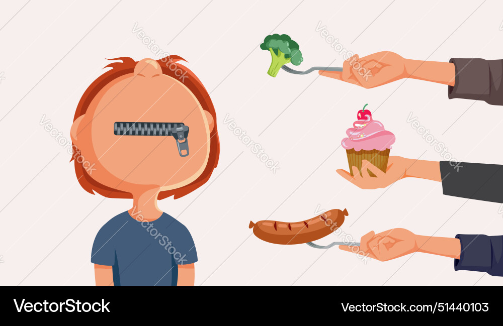 Child refusing to eat suffering from eating Vector Image