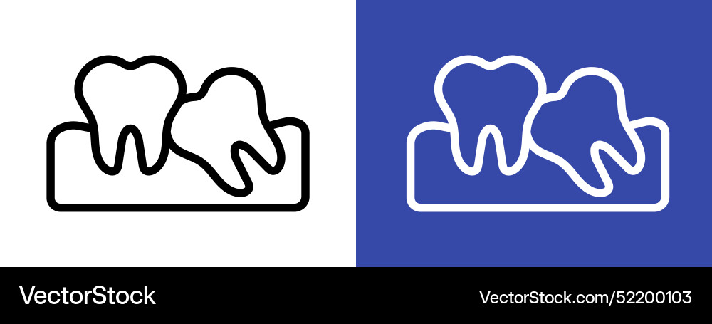 Crooked teeth icon logo sign set outline Vector Image