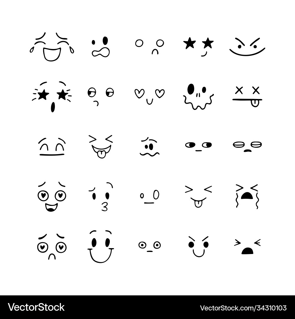 Funny Smiley Faces - Sketch Collection Royalty Free Vector