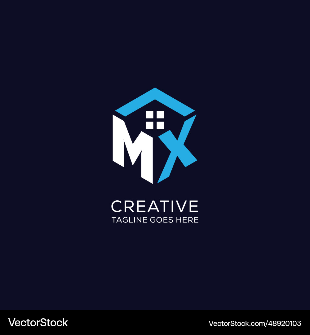 Initial logo mx monogram with abstract house Vector Image