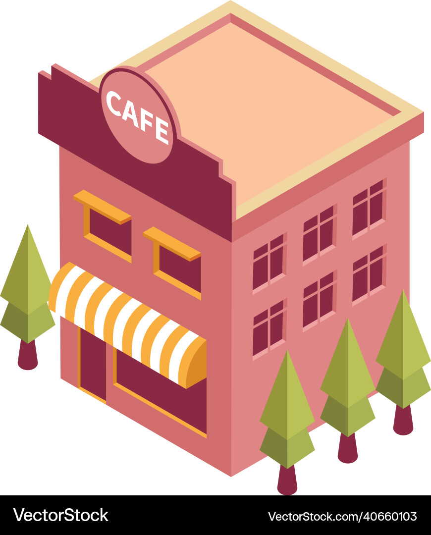 Isometric Cafe Building Royalty Free Vector Image
