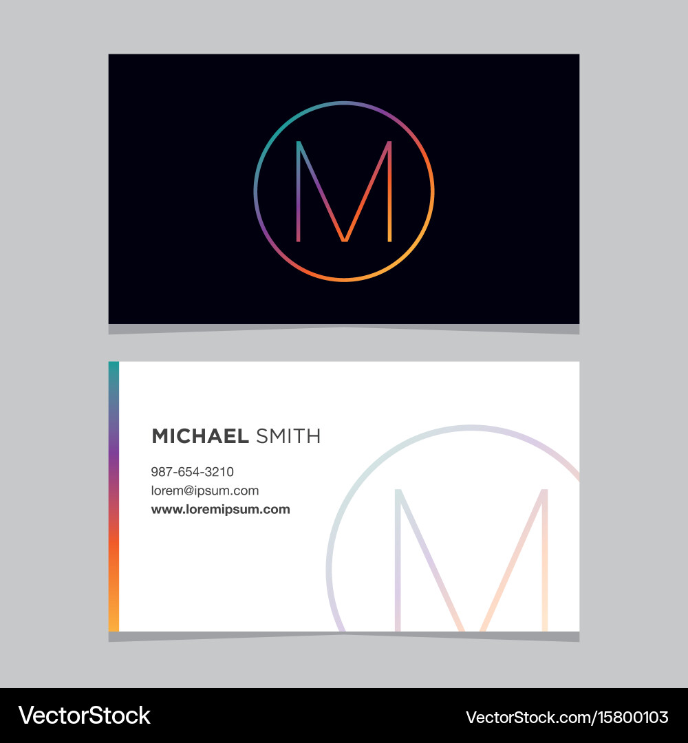 Letter M Business Card Royalty Free Vector Image