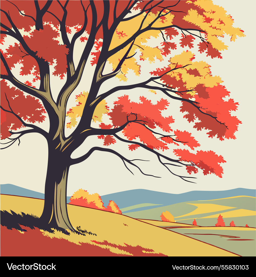 Maple tree art design 1 Royalty Free Vector Image
