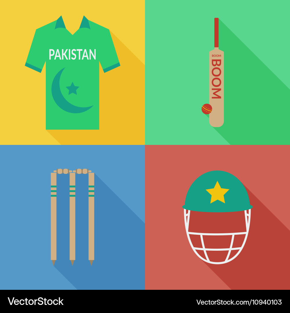 Pakistan cricket icons Royalty Free Vector Image