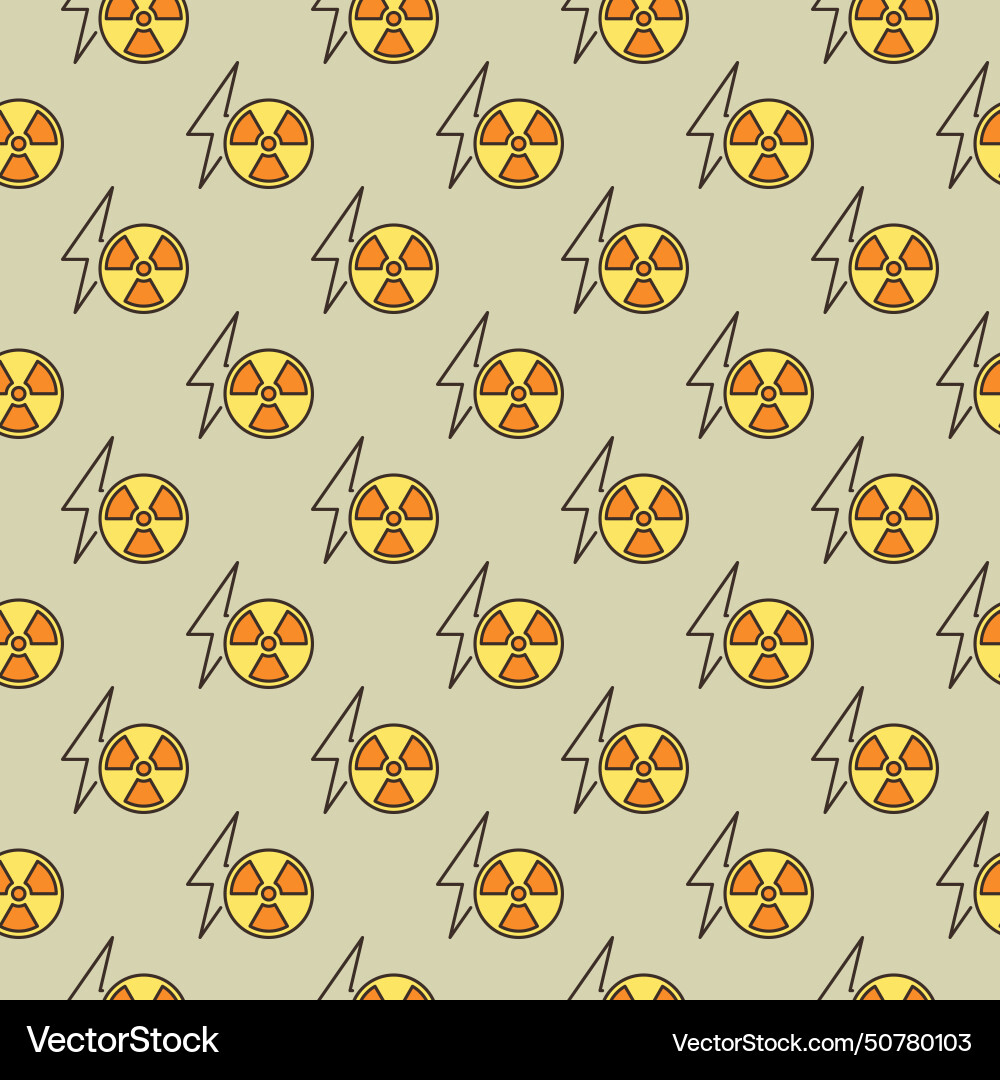Radiation and lightning symbol colored seamless Vector Image