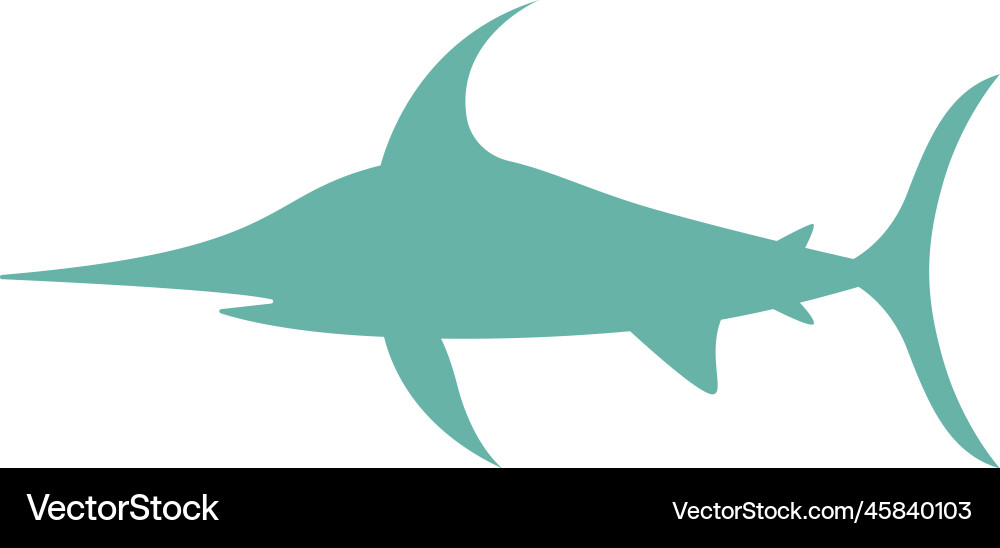 Swordfish shape flat icon marine animal silhouette