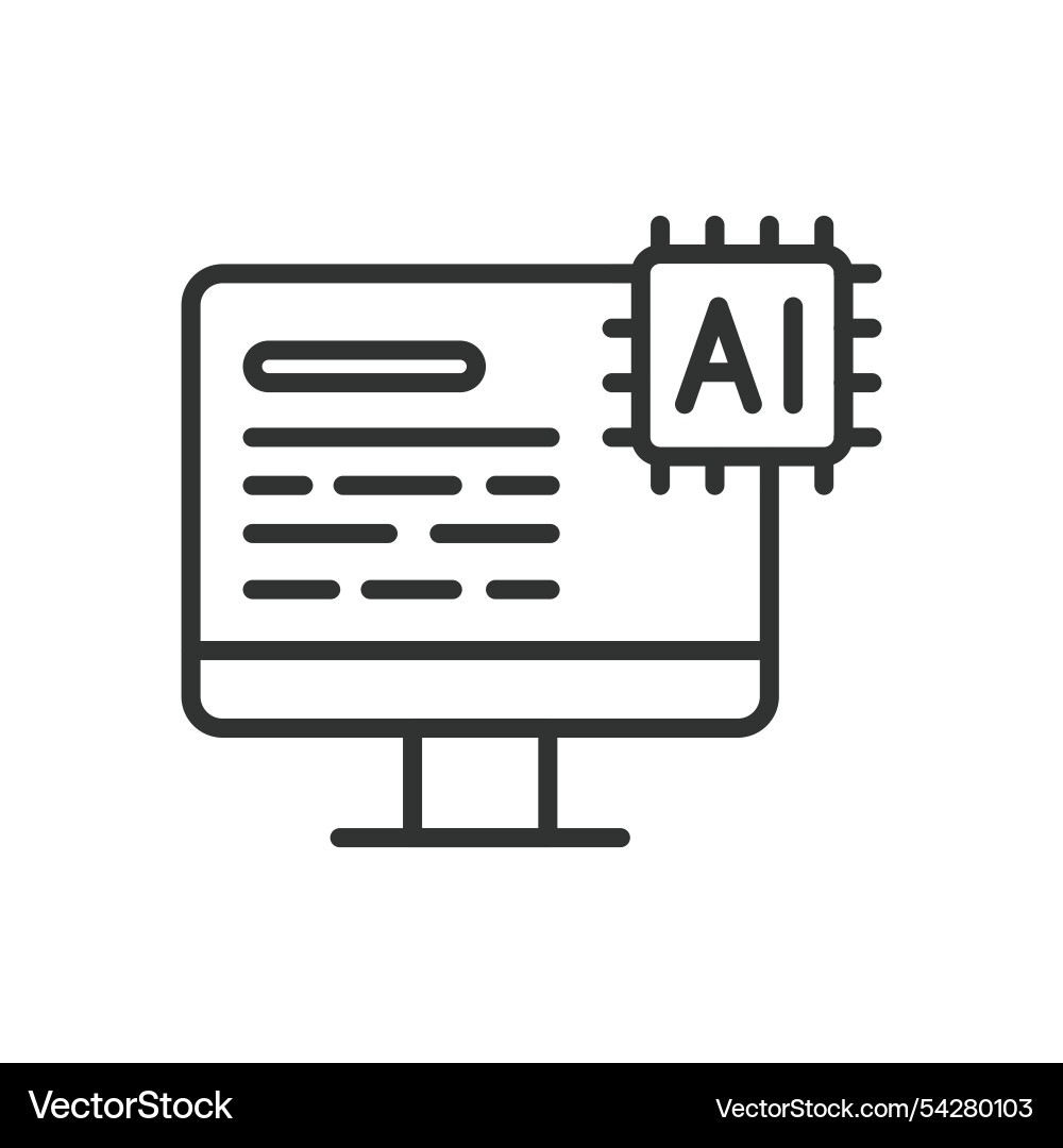 Text ai icon in line design generator Royalty Free Vector