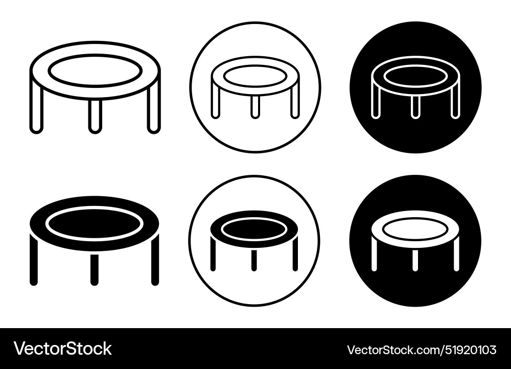 Trampoline icon collection of outline thin line Vector Image