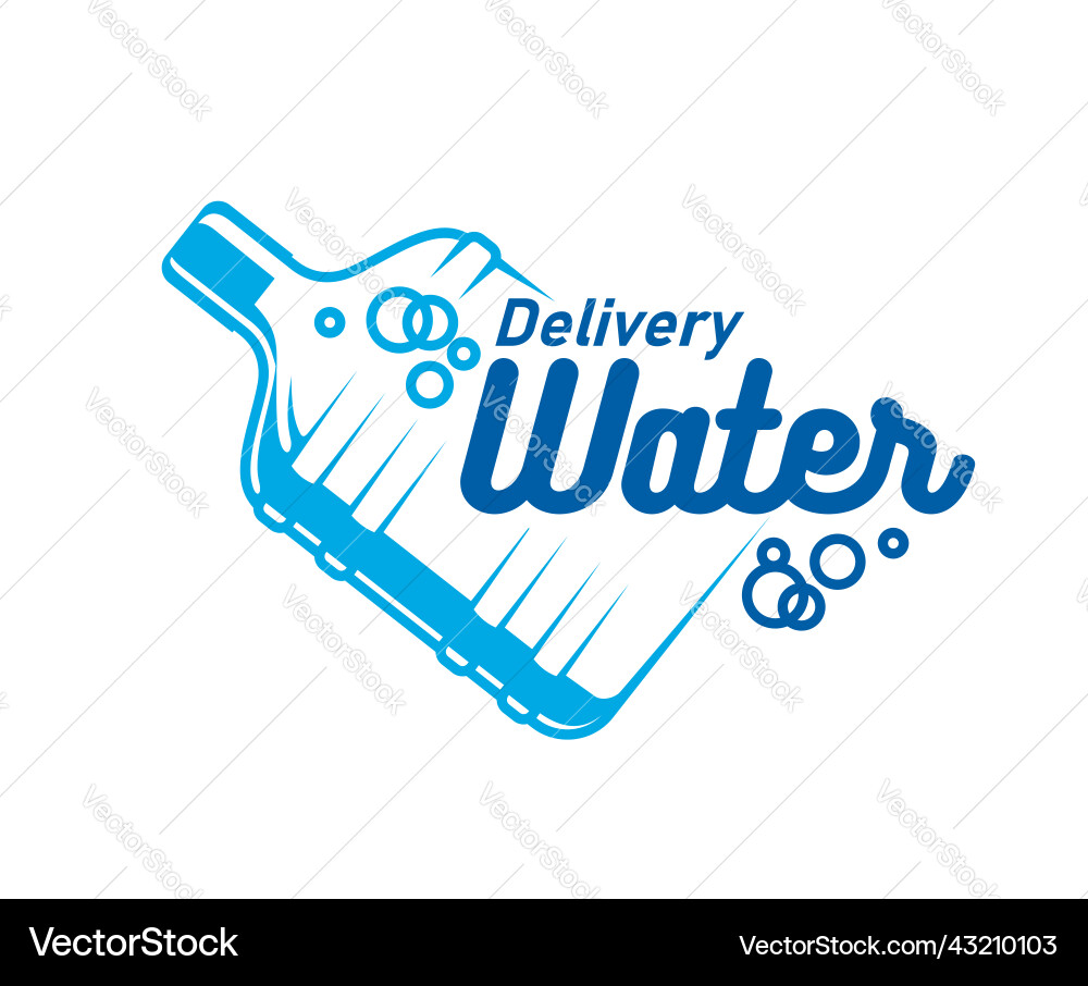 Water delivery icon blue bottle with bubbles Vector Image