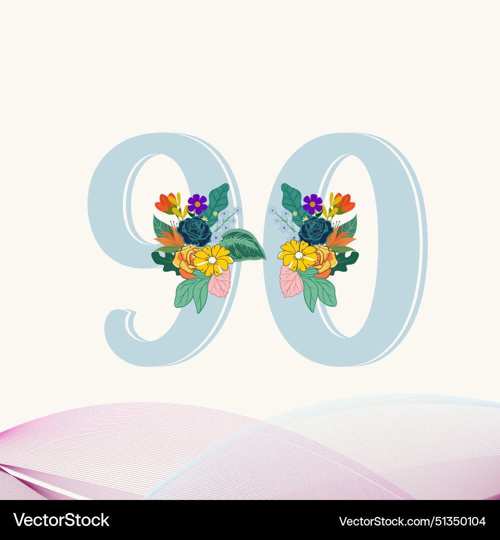 90 years old logotype th anniversary numbers Vector Image