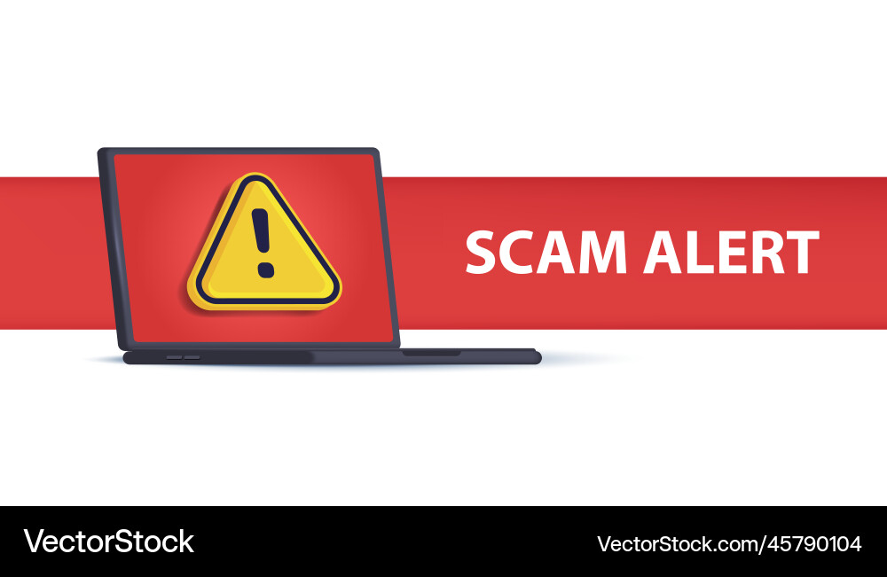 Banner with red scam alert Royalty Free Vector Image