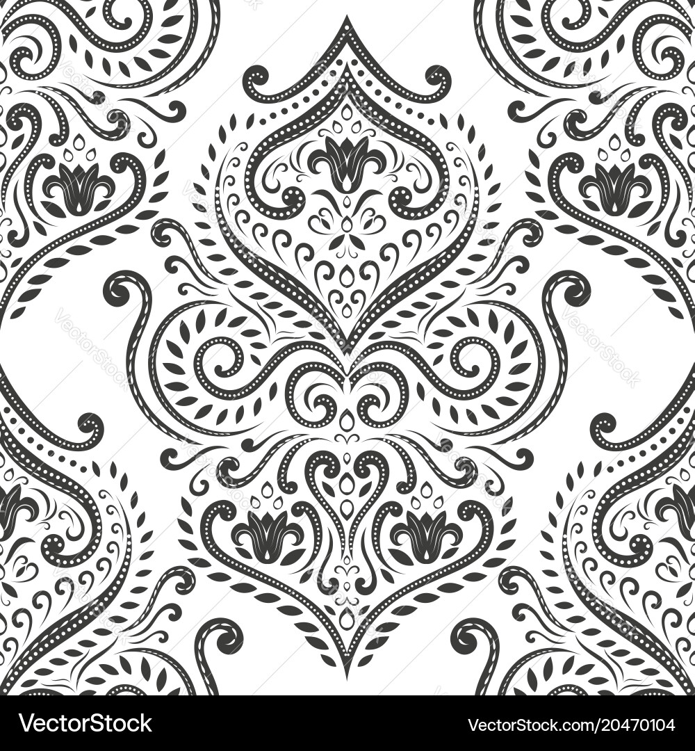 Black and white damask seamless pattern Royalty Free Vector
