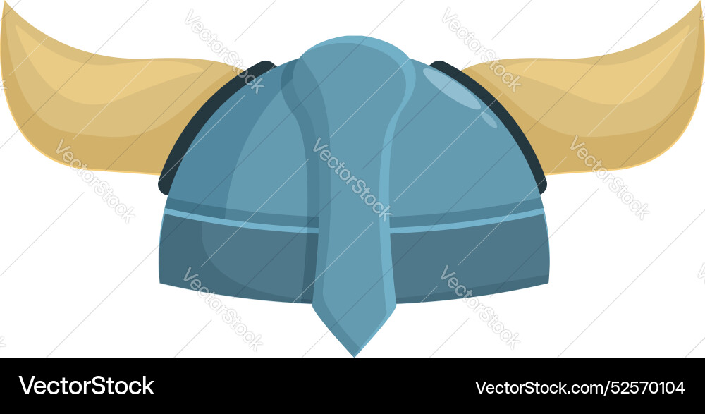 Blue viking helmet with big horns pointing upwards