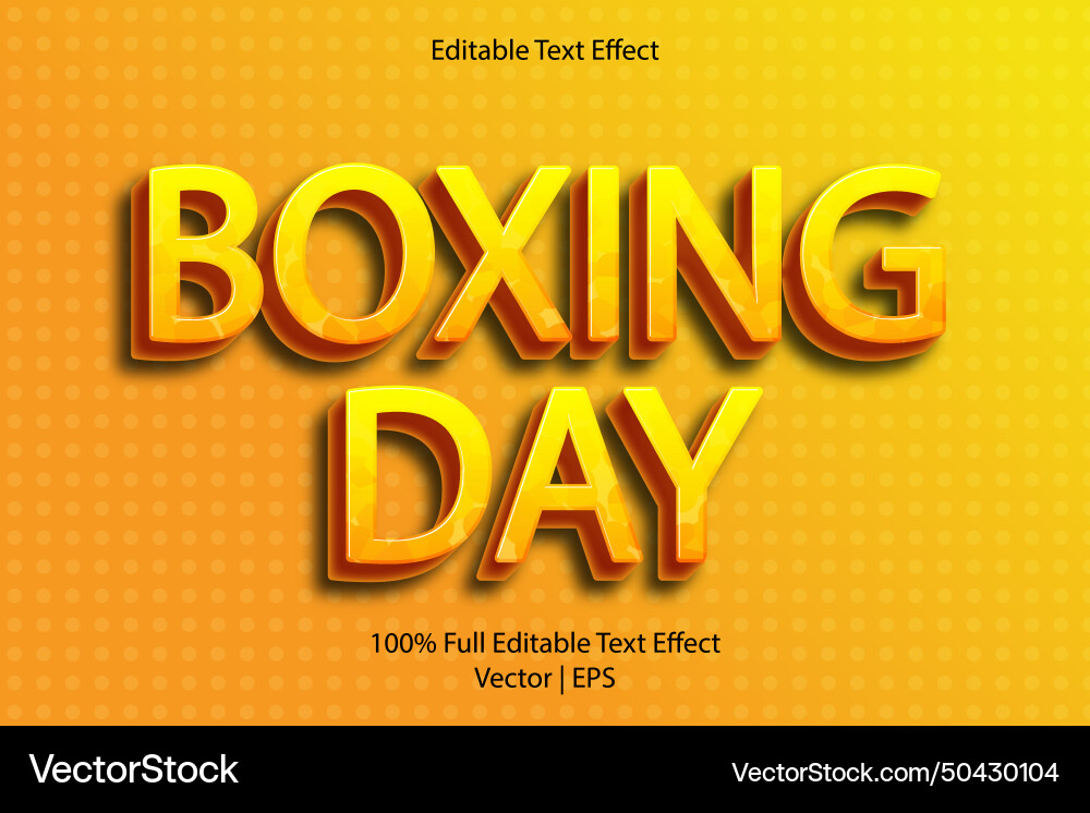 Boxing day editable text effect cartoon style Vector Image