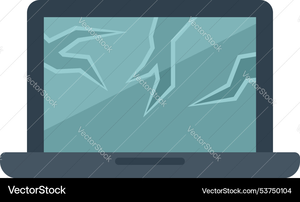 Broken laptop screen showing need for repair Vector Image