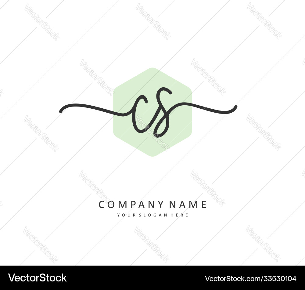C s cs initial letter handwriting and signature Vector Image