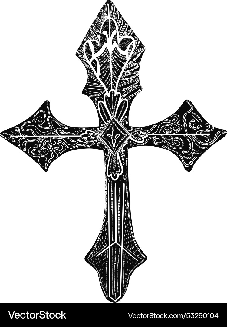 Crucifix black isolated hand drawn design Vector Image