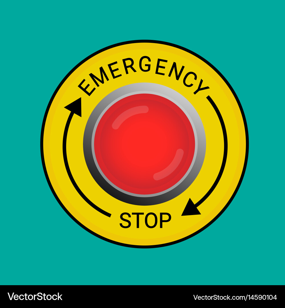 Emergency stop button Royalty Free Vector Image