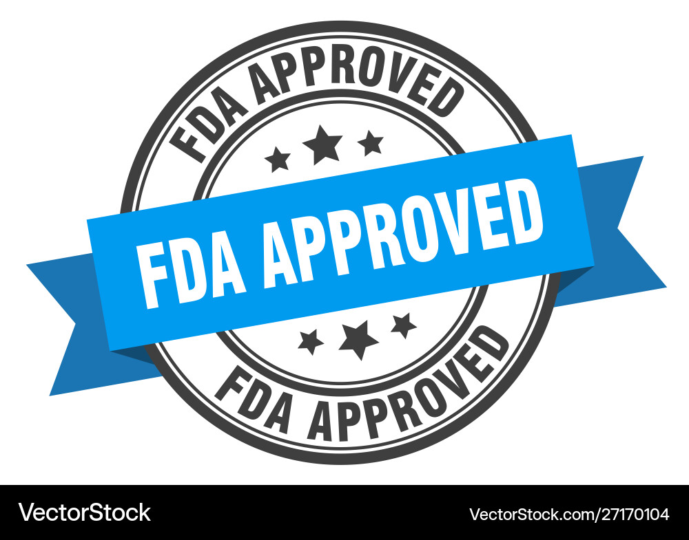 Fda approved label blue band sign Royalty Free Vector Image