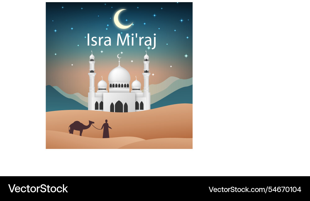 Isra miraj background design template Royalty Free Vector