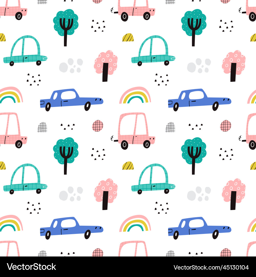 Kids Car Seamless Pattern Royalty Free Vector Image