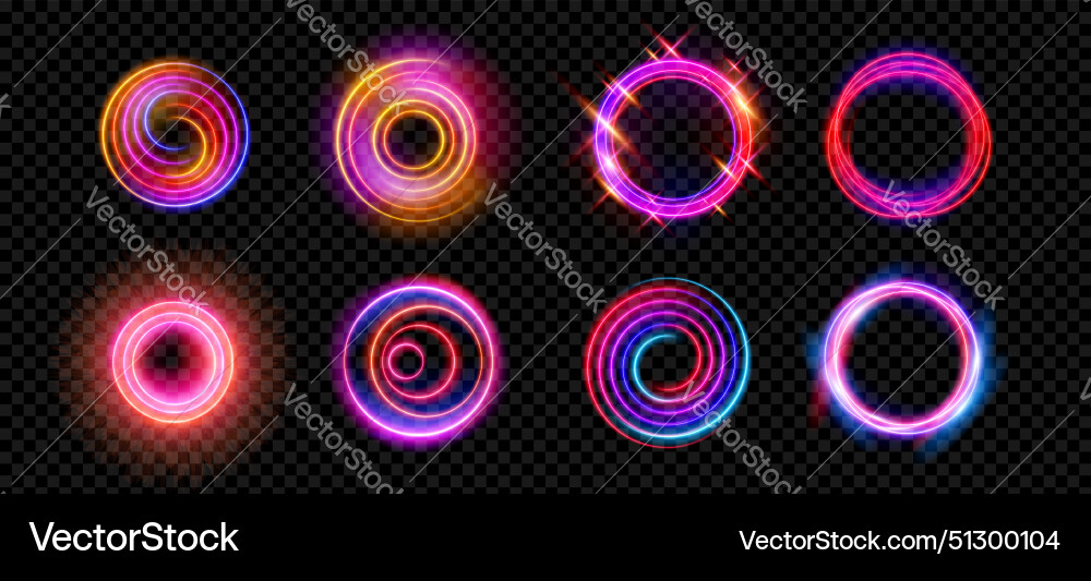 Neon light circle halo with overlay effect Vector Image