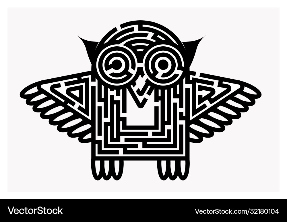 Owl labyrinth maze game for children logic Vector Image