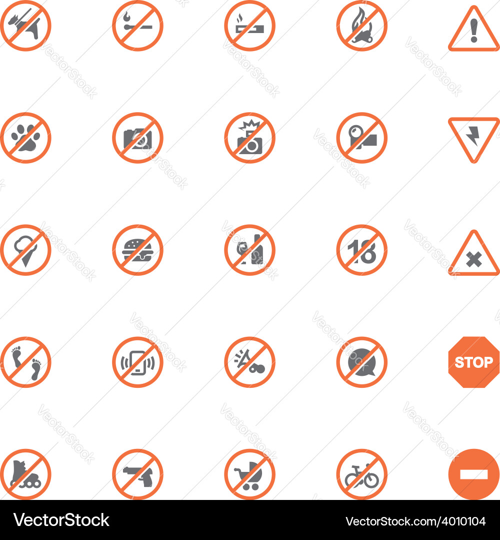 Prohibition Signs Collection Royalty Free Vector Image