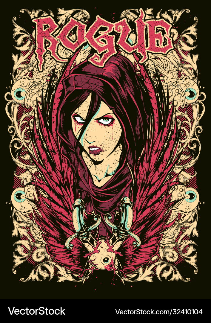 Rogue Dagger Art T-Shirt Royalty Free Vector Image