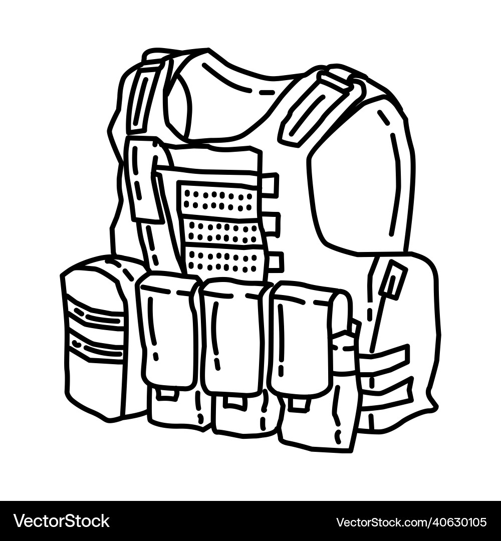 Army combat vest icon doodle hand drawn Royalty Free Vector