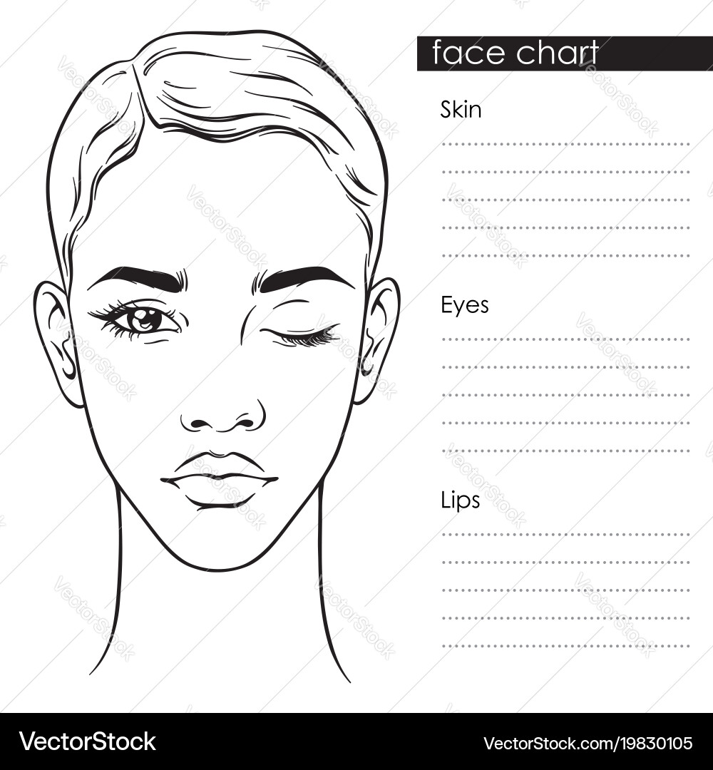 Beautiful woman portrait face chart template Vector Image