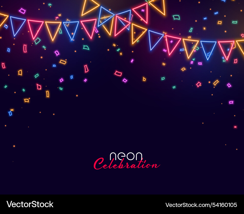 Celebration background with neon style garland Vector Image