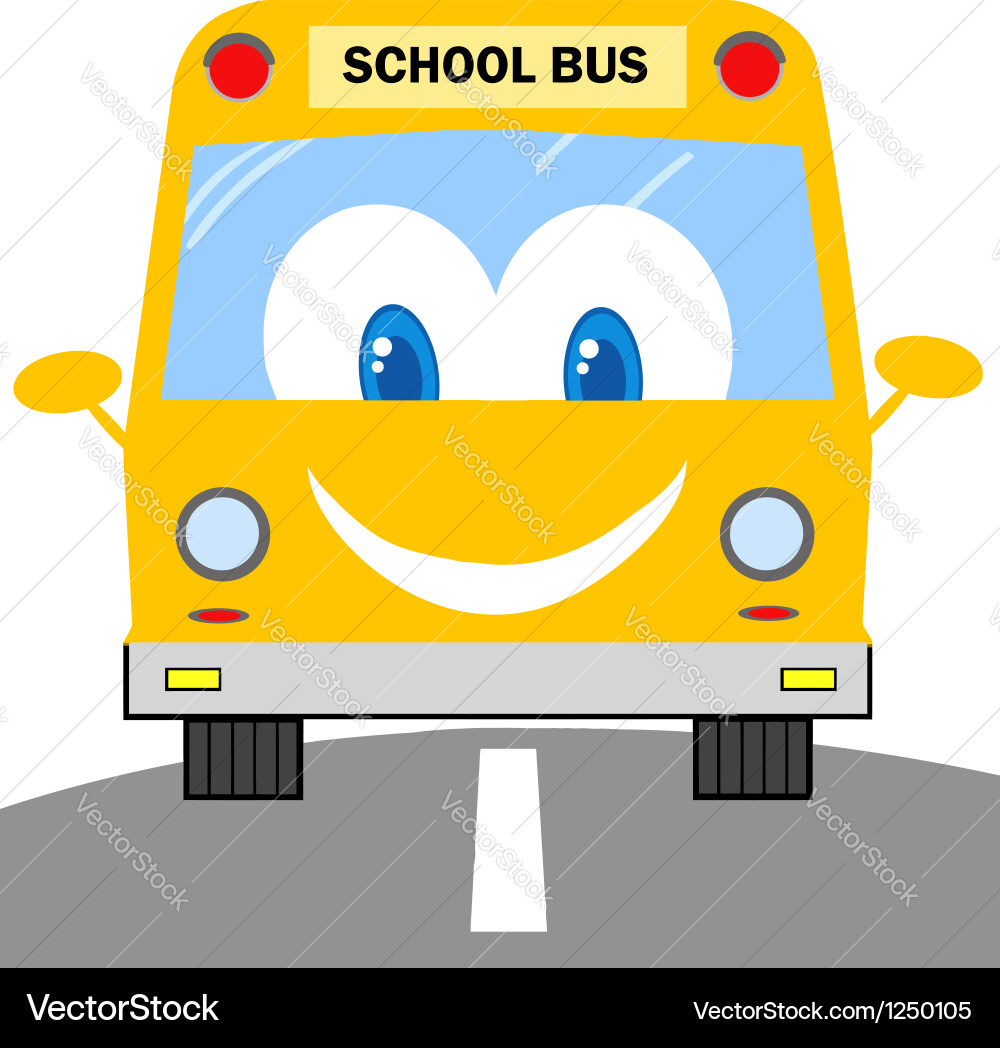 Cheerful School Bus Character Royalty Free Vector Image