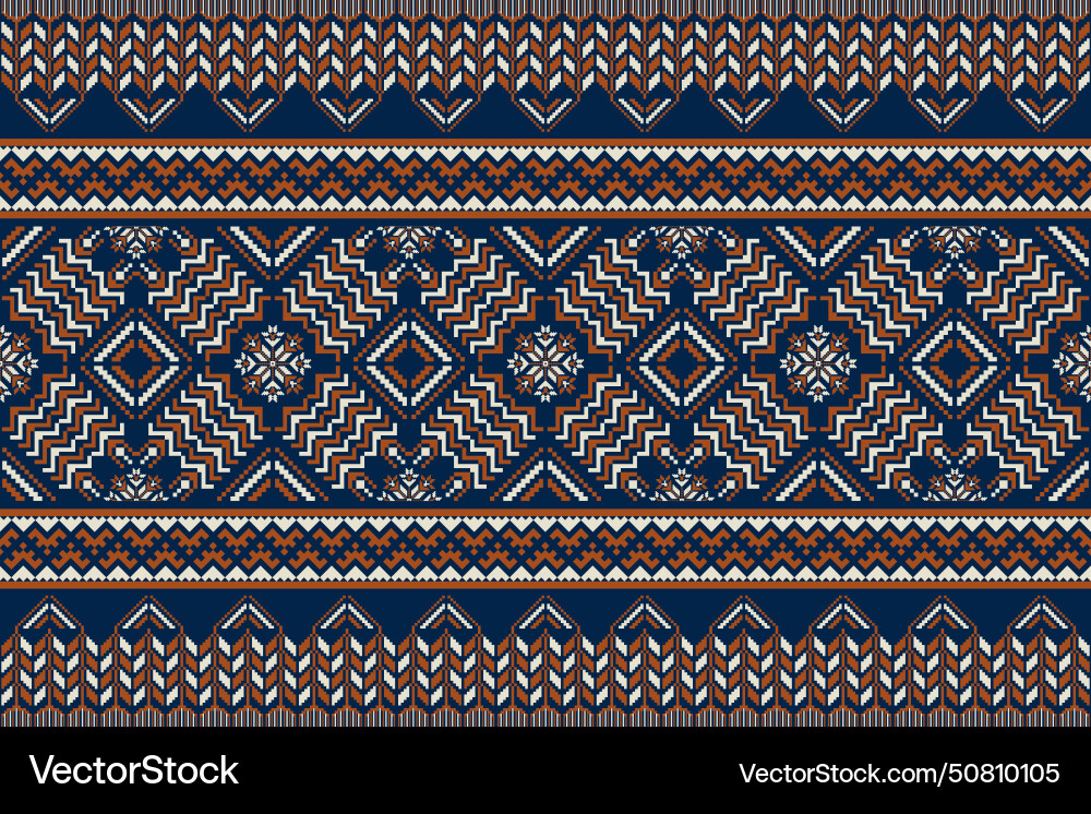 Colorful ethnic geometric embroidery pattern Vector Image