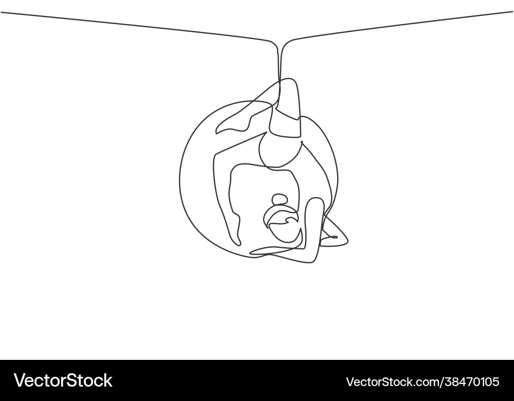 Continuous one line drawing a female acrobat Vector Image