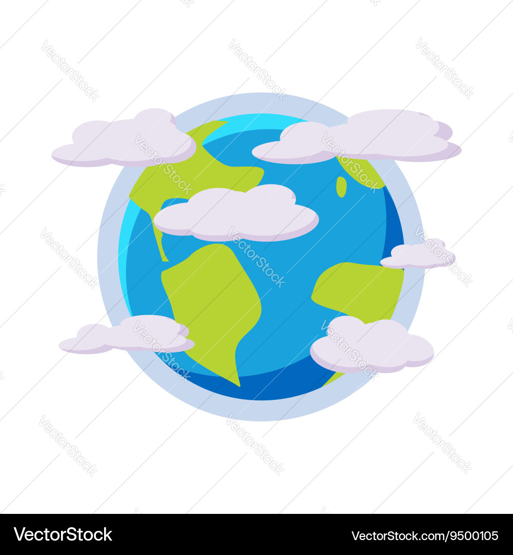 Earth planet in the clouds icon cartoon style Vector Image