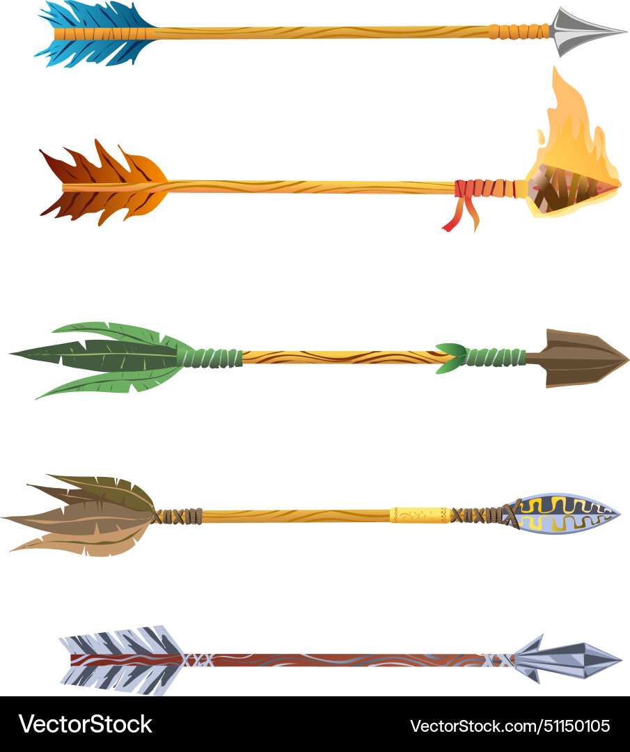 Graphic resource five quality bow arrows Vector Image