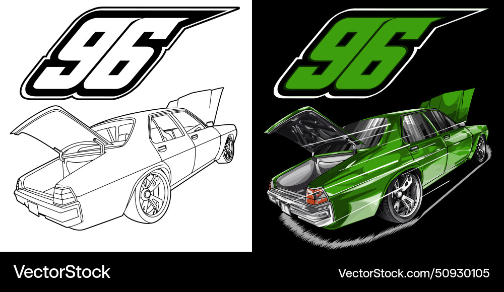 Green drag racing car with black strip Royalty Free Vector