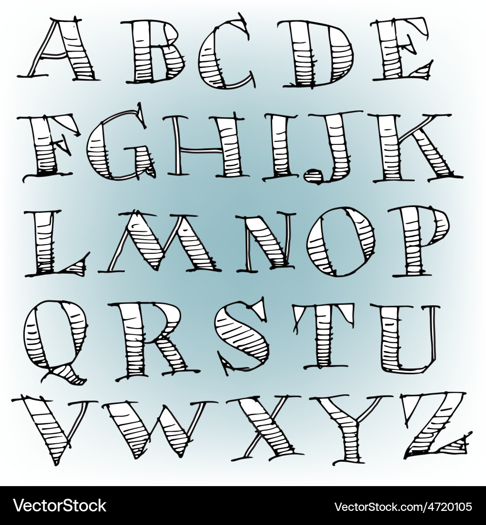 Hand drawn sketch alphabet Royalty Free Vector Image