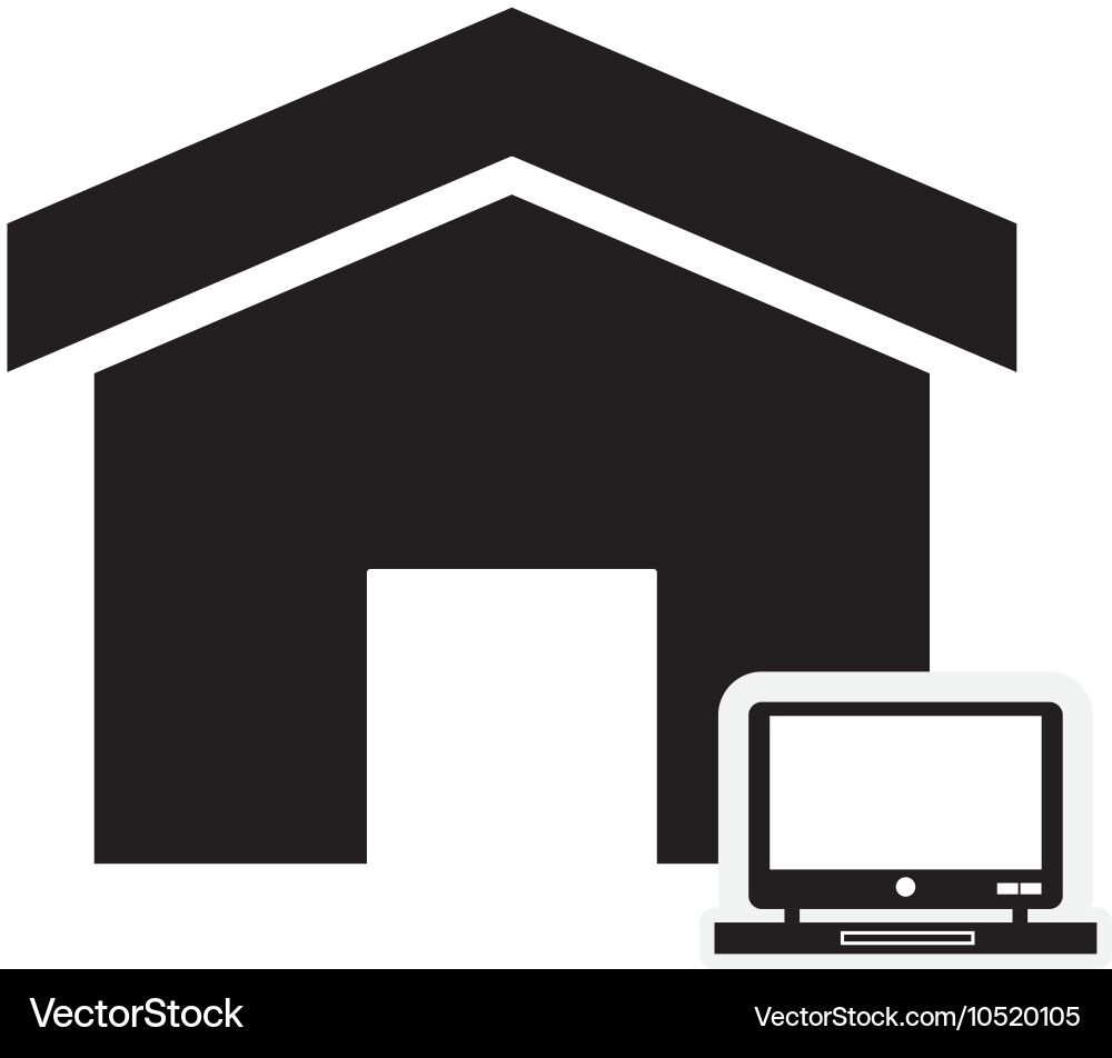House and laptop icon Royalty Free Vector Image