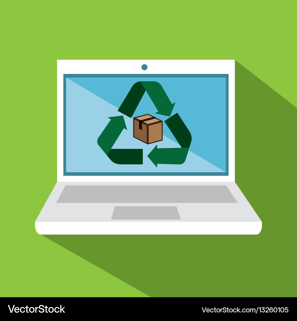 Laptop computer with recycle symbol Royalty Free Vector
