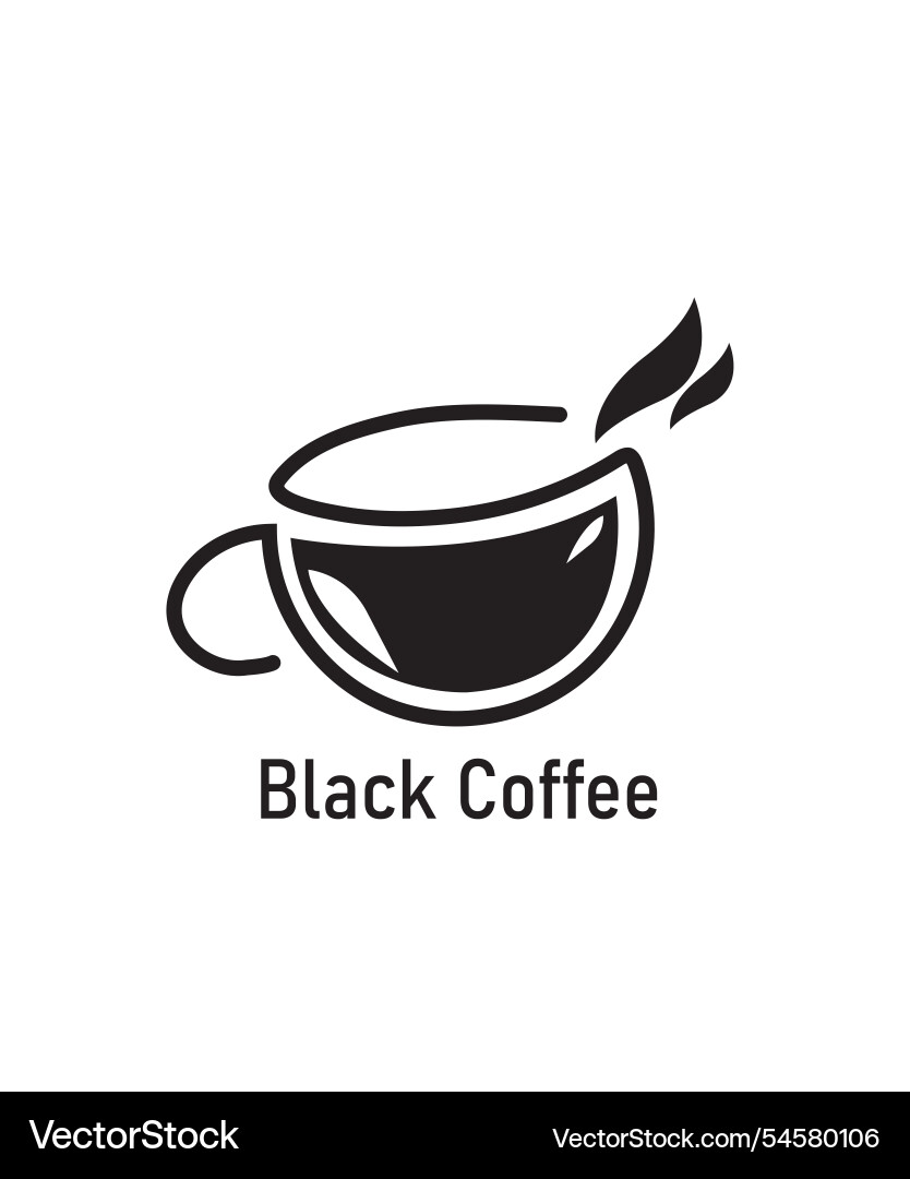 Black coffee logo with steamblack cup Royalty Free Vector